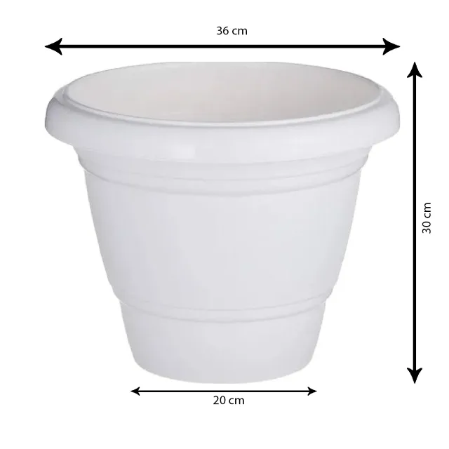 14 Inch White Elegant Plastic Pot - plantwale